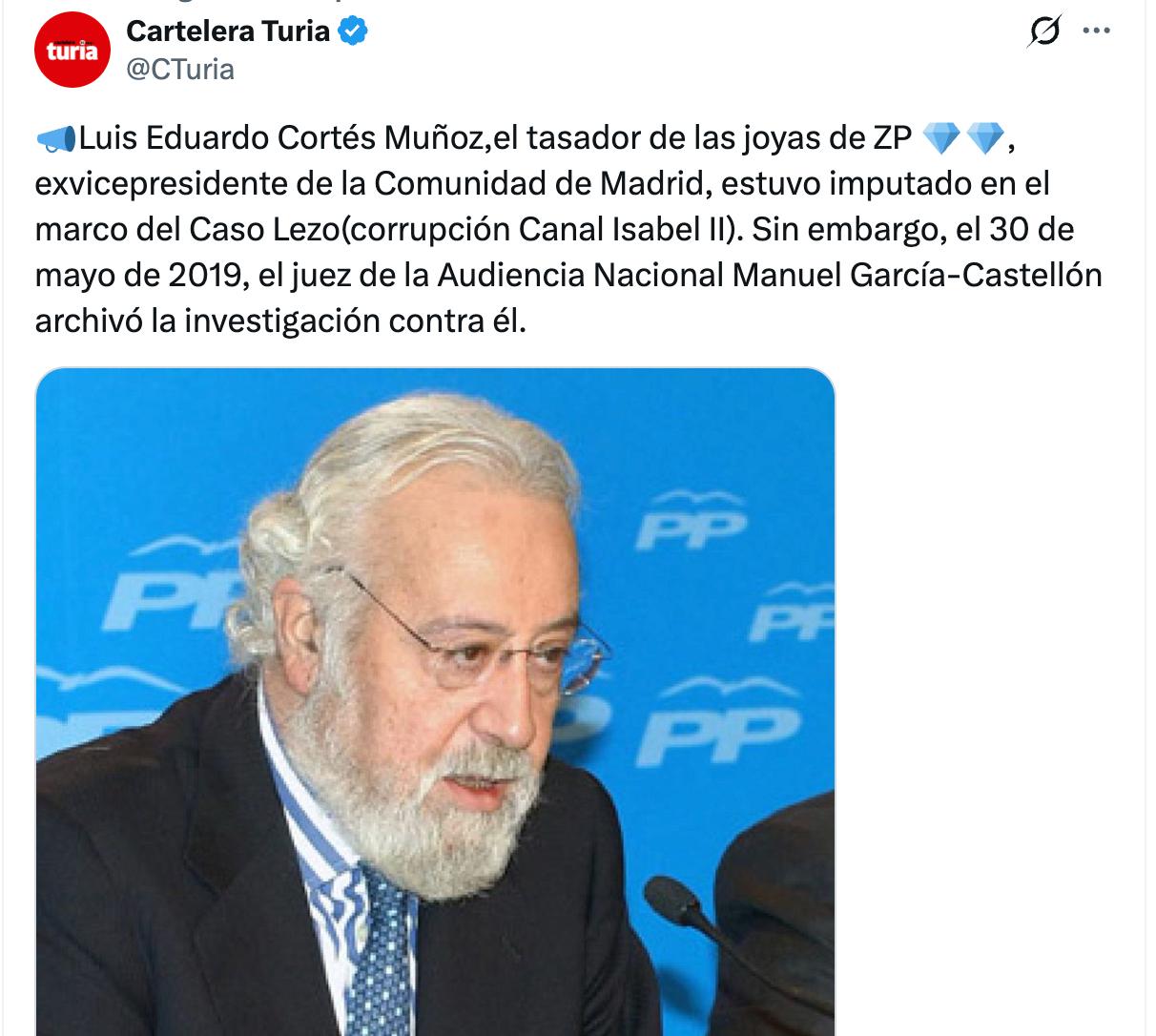 Luis Eduardo Cortés Muñoz, el tasador de las joyas de Zapatero, estuvo ...